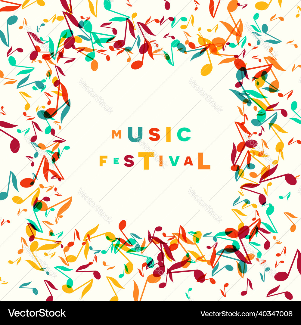 Colorful music festival notes background Vector Image