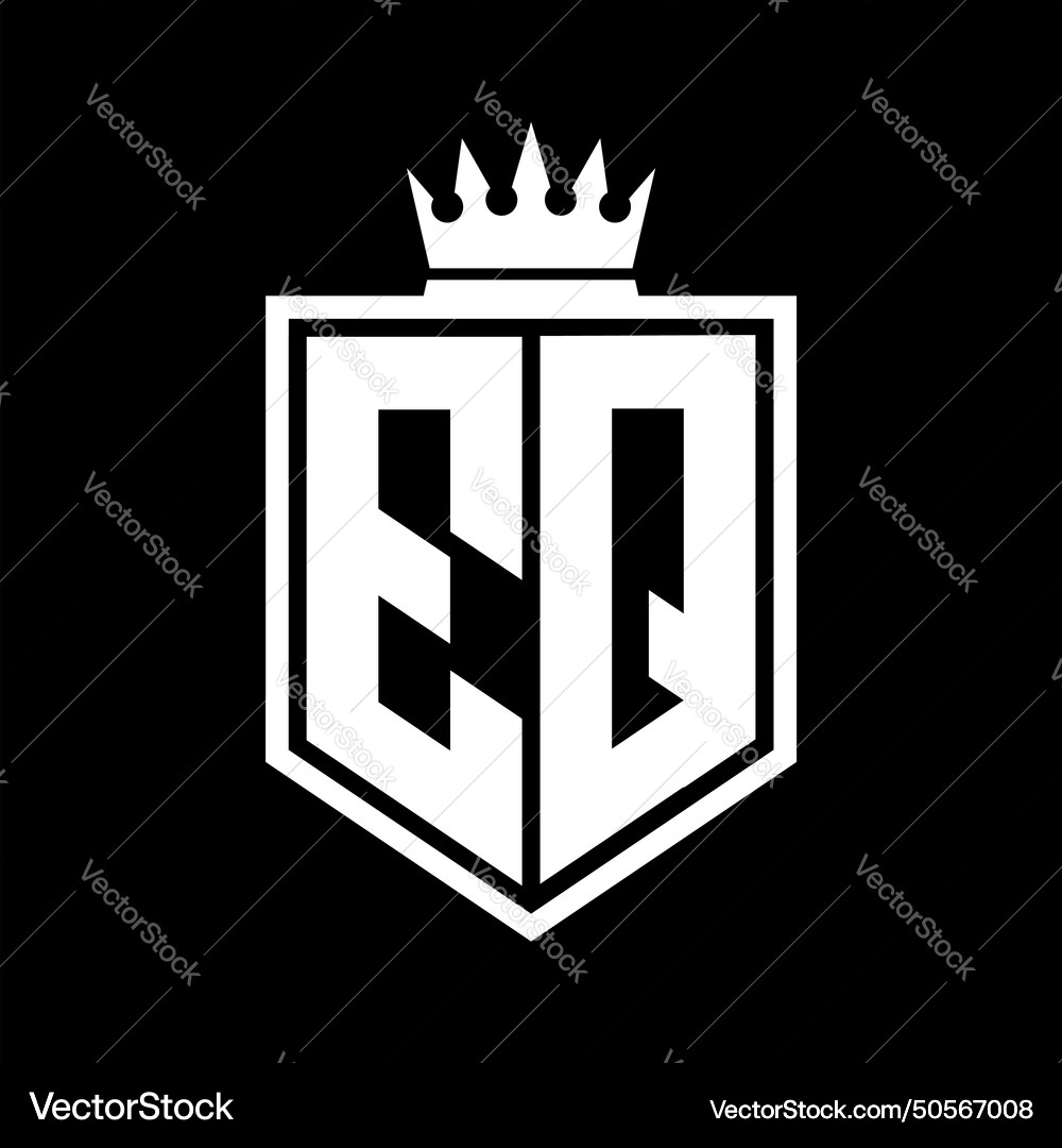 Eq logo monogram bold shield geometric shape Vector Image