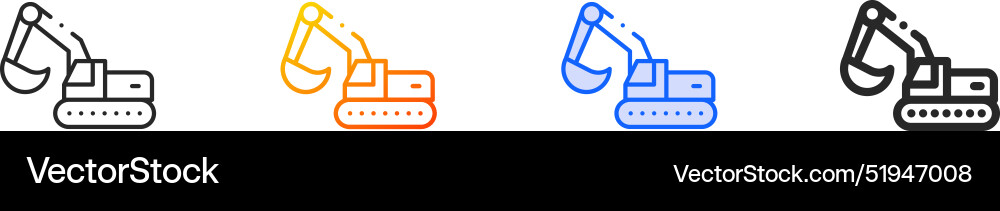 Excavator iconthin linear gradient blue stroke Vector Image