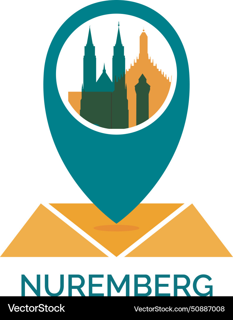 Germany nuremberg map city pin point geolocation Vector Image