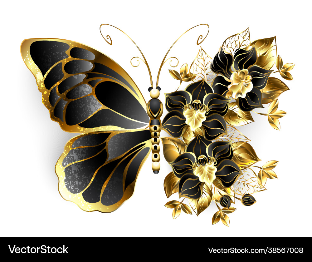 Golden Butterfly Luxury Vector Images (over 1,100)