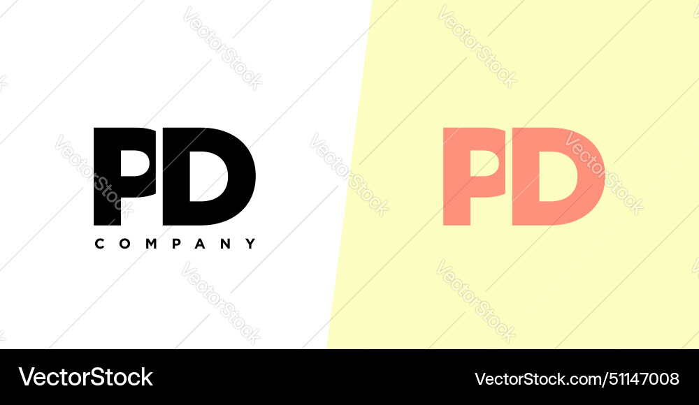 Letter p and d pd logo design template minimal Vector Image