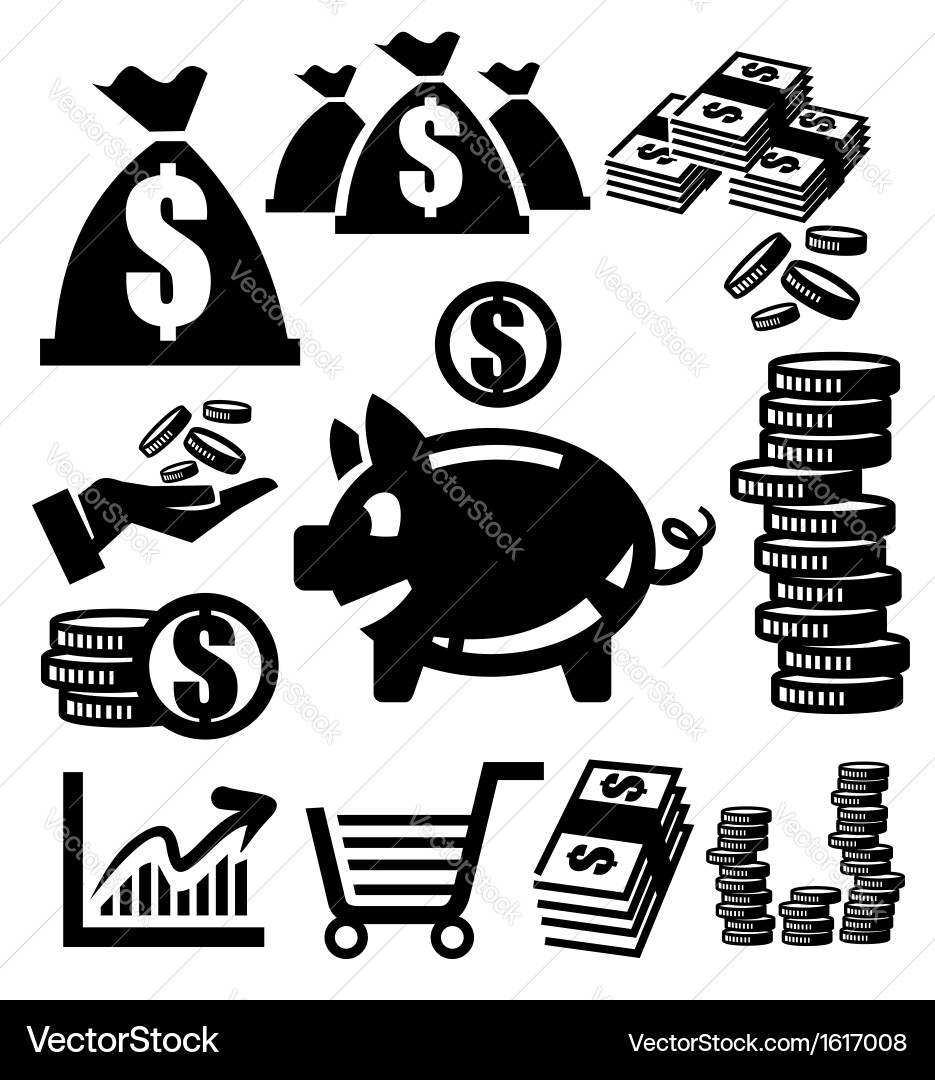 Geld Icons Lizenzfreies Vektorbild - VectorStock