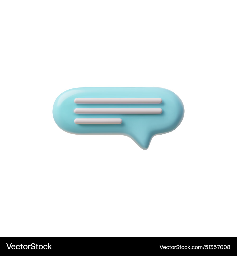 Soft blue 3d speech bubble icon Royalty Free Vector Image