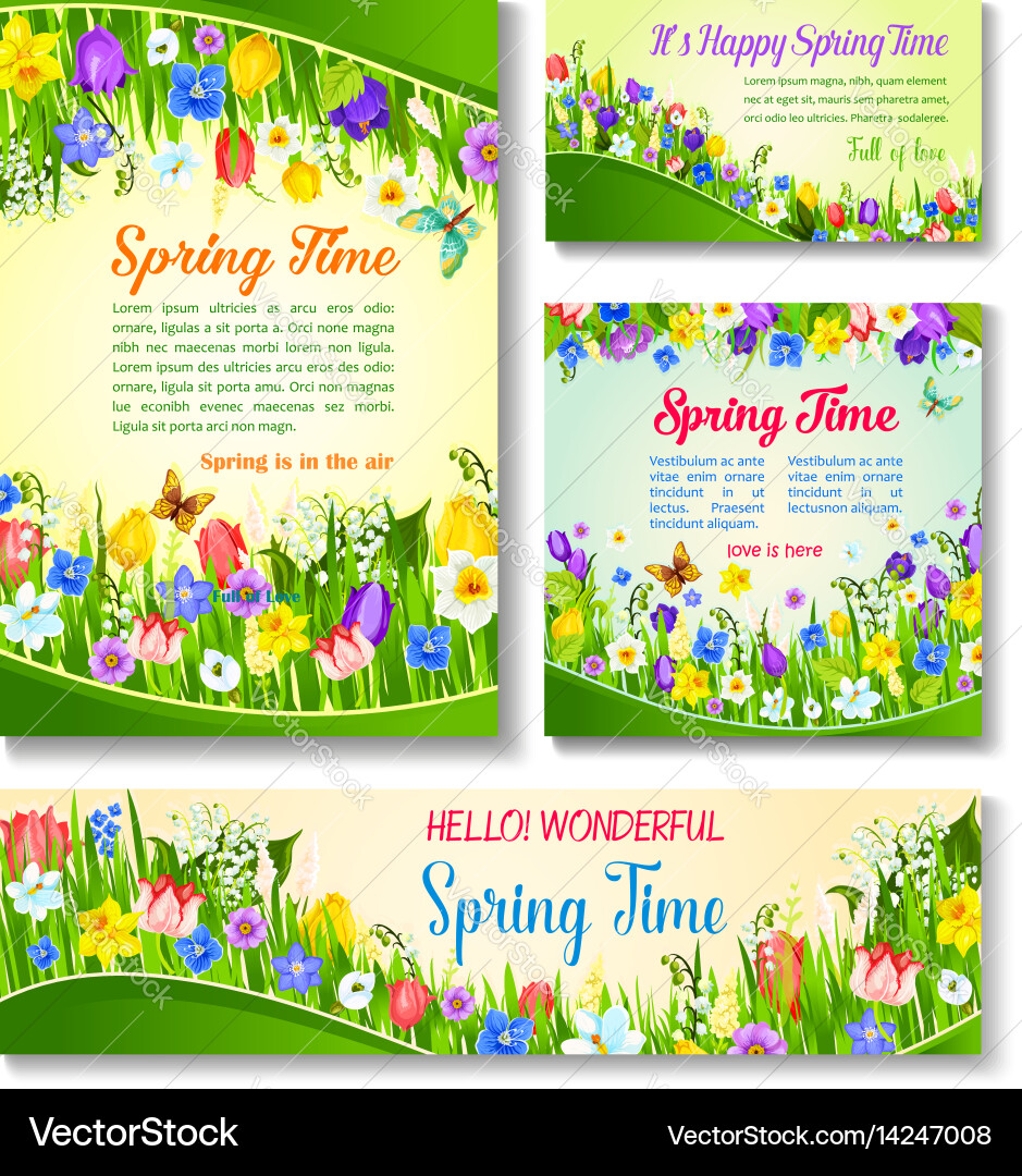Spring flower greeting card and banner template Vector Image