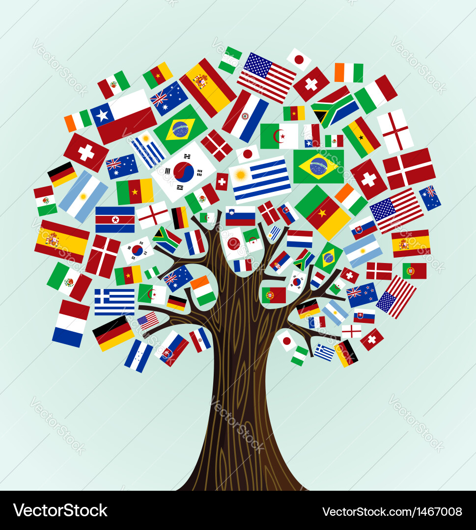 World flags tree Royalty Free Vector Image - VectorStock