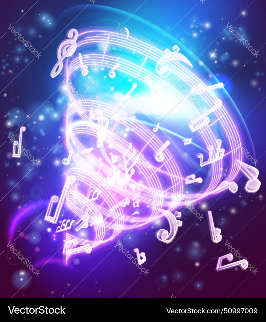 Abstract magic music musical notes background Vector Image