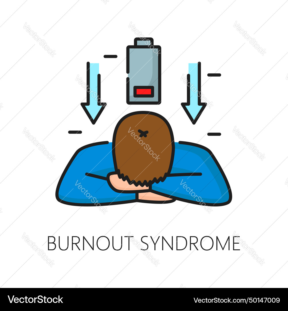 Burnout Syndrom psychologische Störung Icon Vektorbild