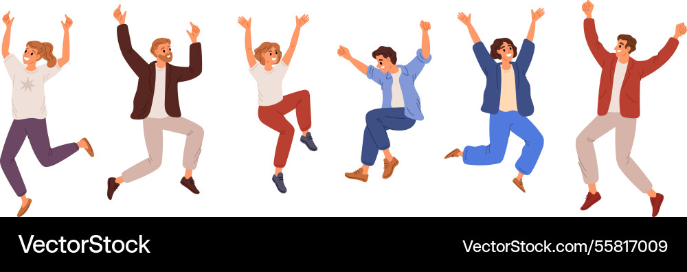 Cheerful bouncing people joyful men and women Vector Image