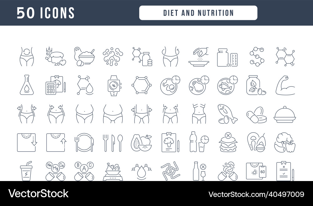 Diet & Nutrition Line Icons Royalty Free Vector Image