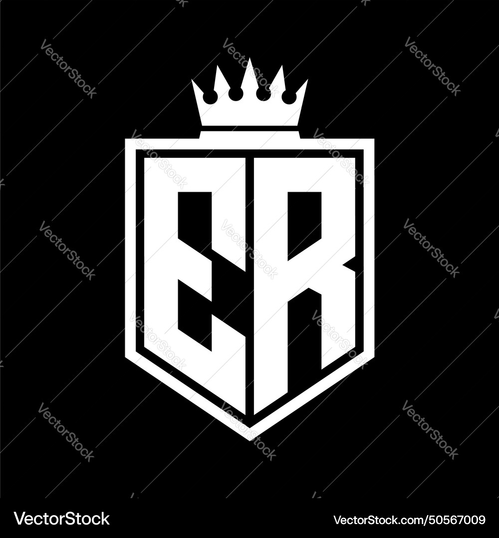 Er logo monogram bold shield geometric shape Vector Image