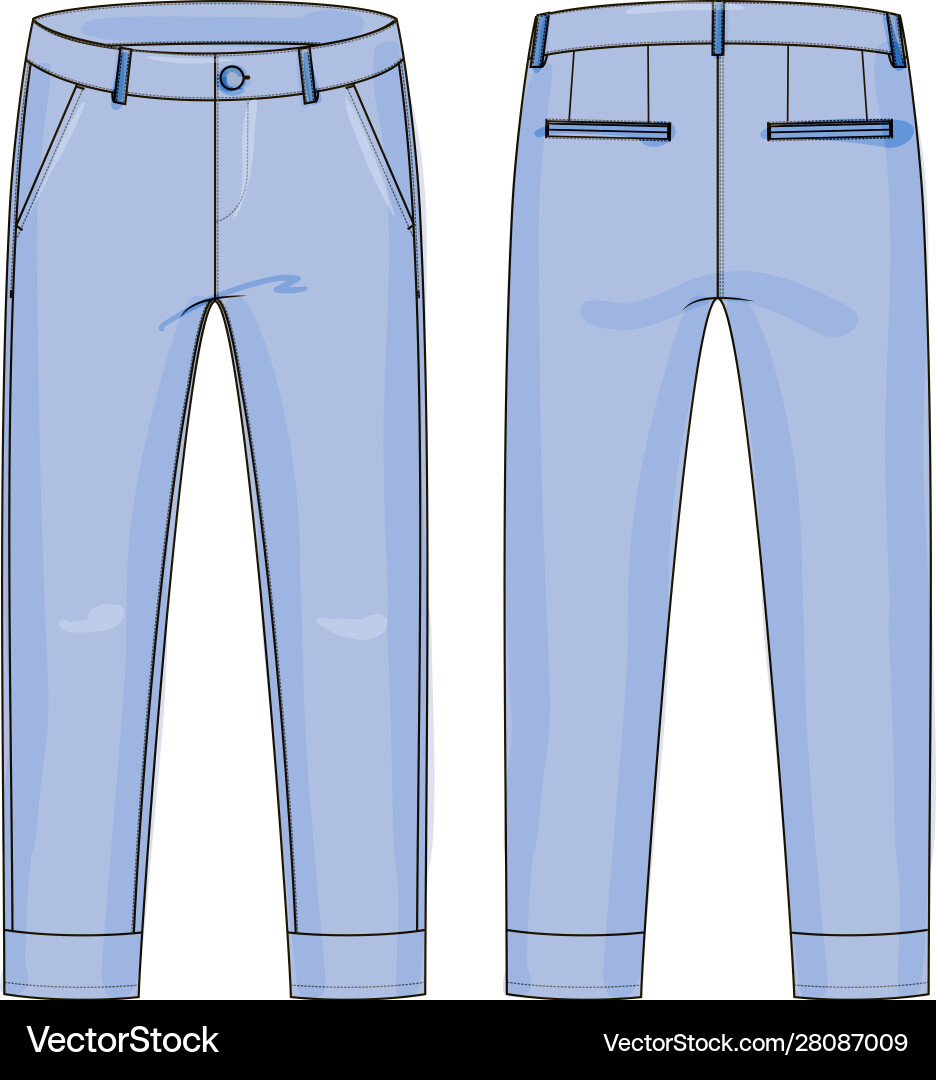 Fashion technical sketch pants with cuffs Vector Image