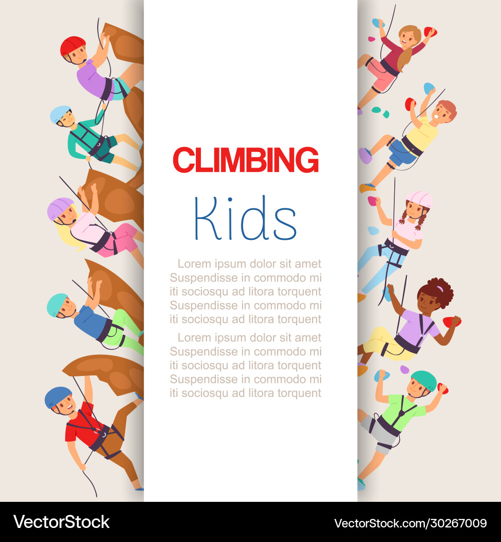 Kids Climbing Wall Sport Royalty Free Vector Image