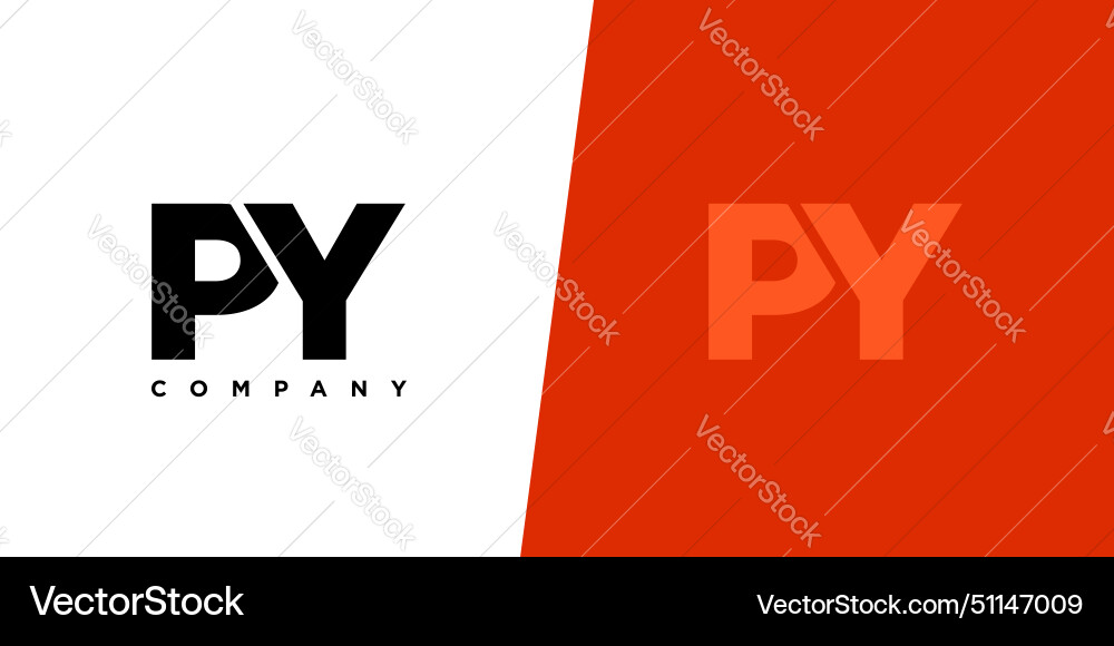 Letter p and y py logo design template minimal Vector Image