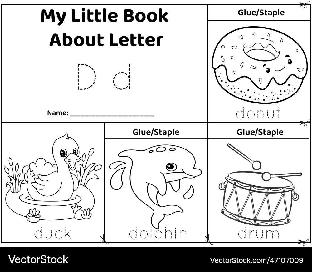 My little book about letter dd Royalty Free Vector Image