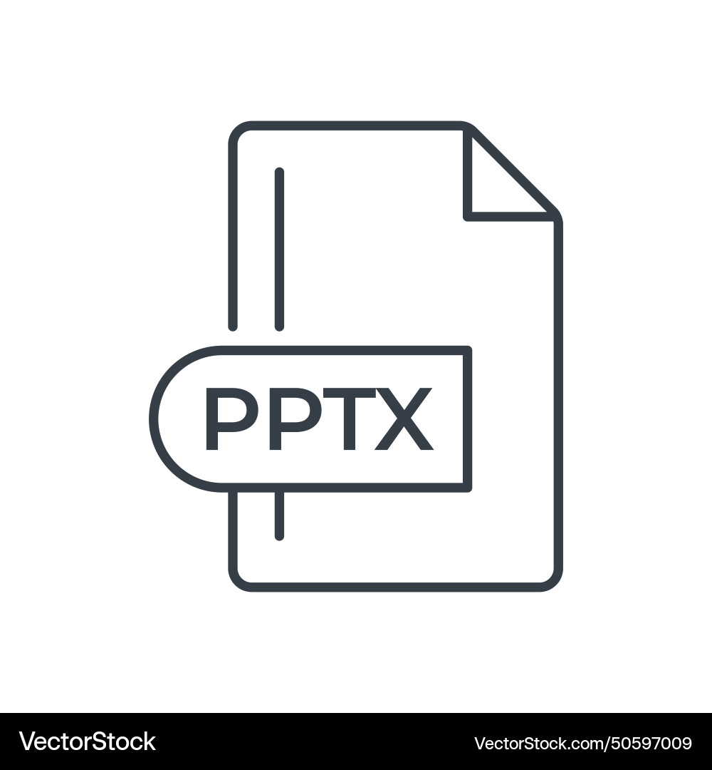 Pptx file format icon extension line Royalty Free Vector