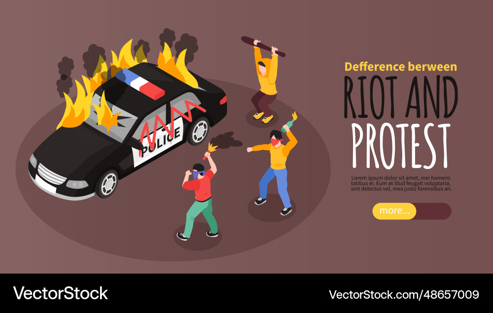 Riot protest horizontal banner Royalty Free Vector Image