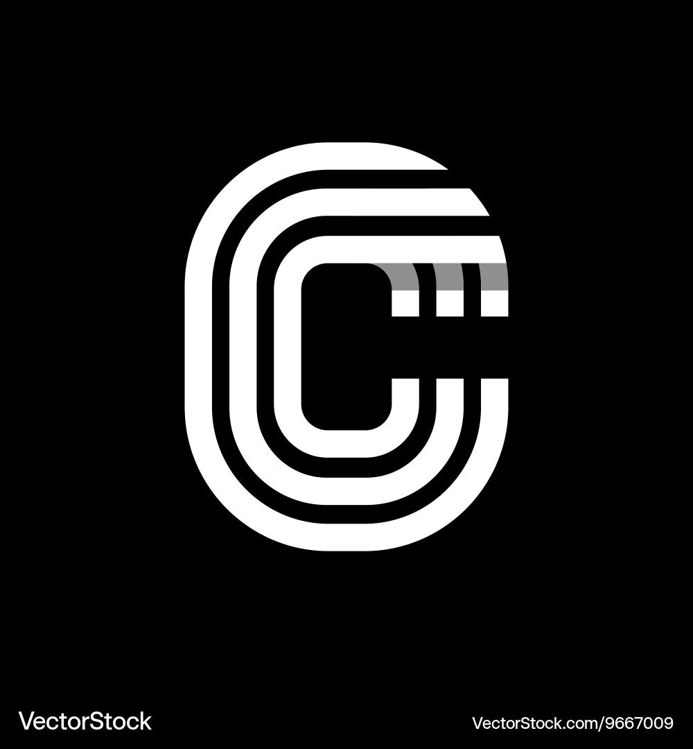 Three White Stripes C Monogram Royalty Free Vector Image