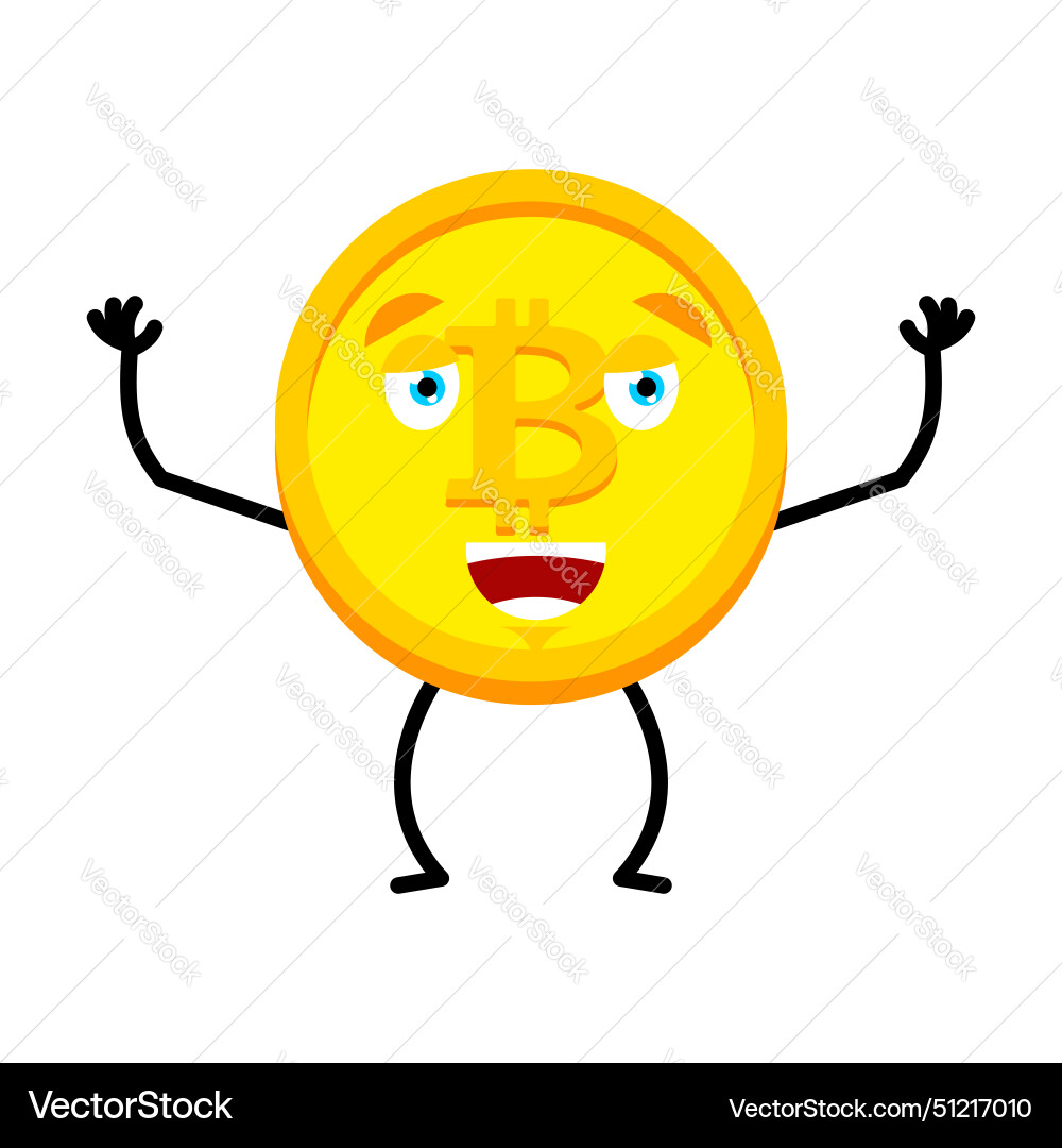 Bitcoin happy emotion isolated lucky Royalty Free Vector