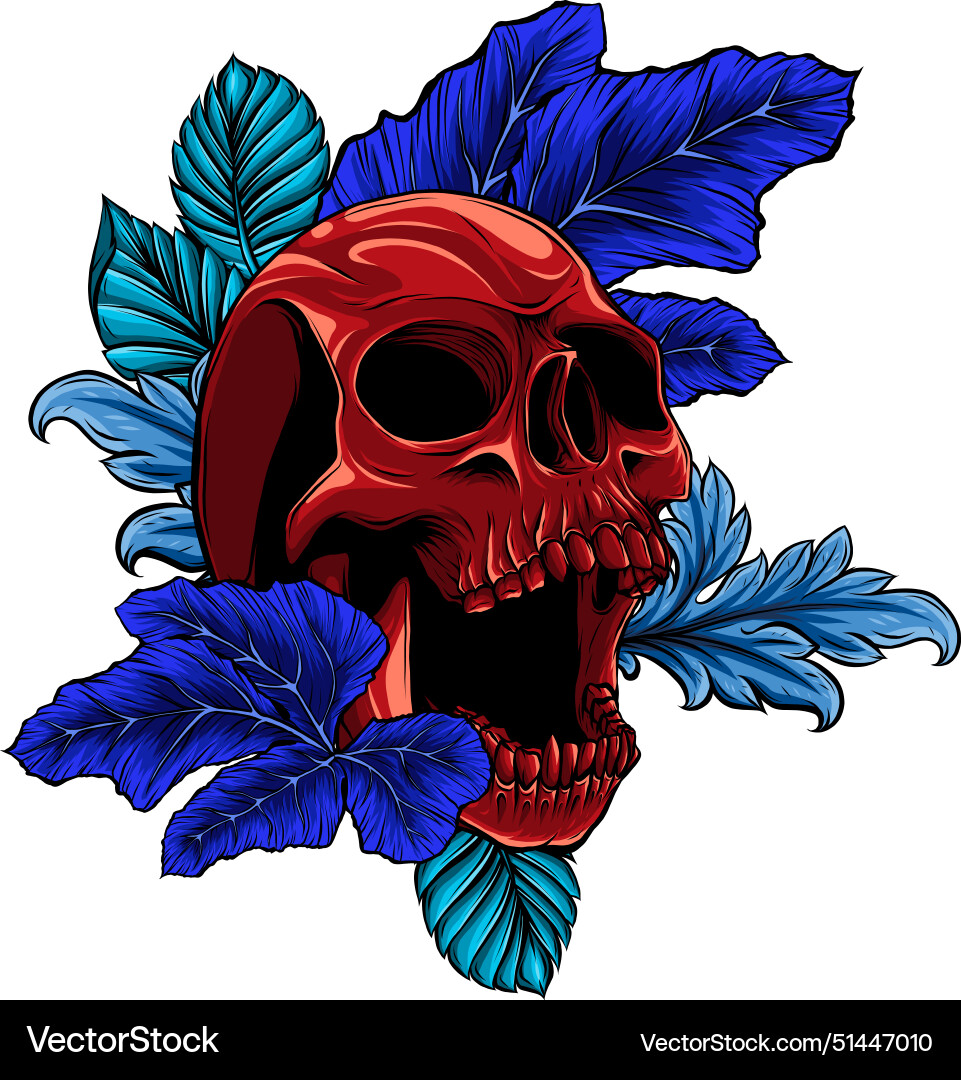 Colored draw of human skull Royalty Free Vector Image