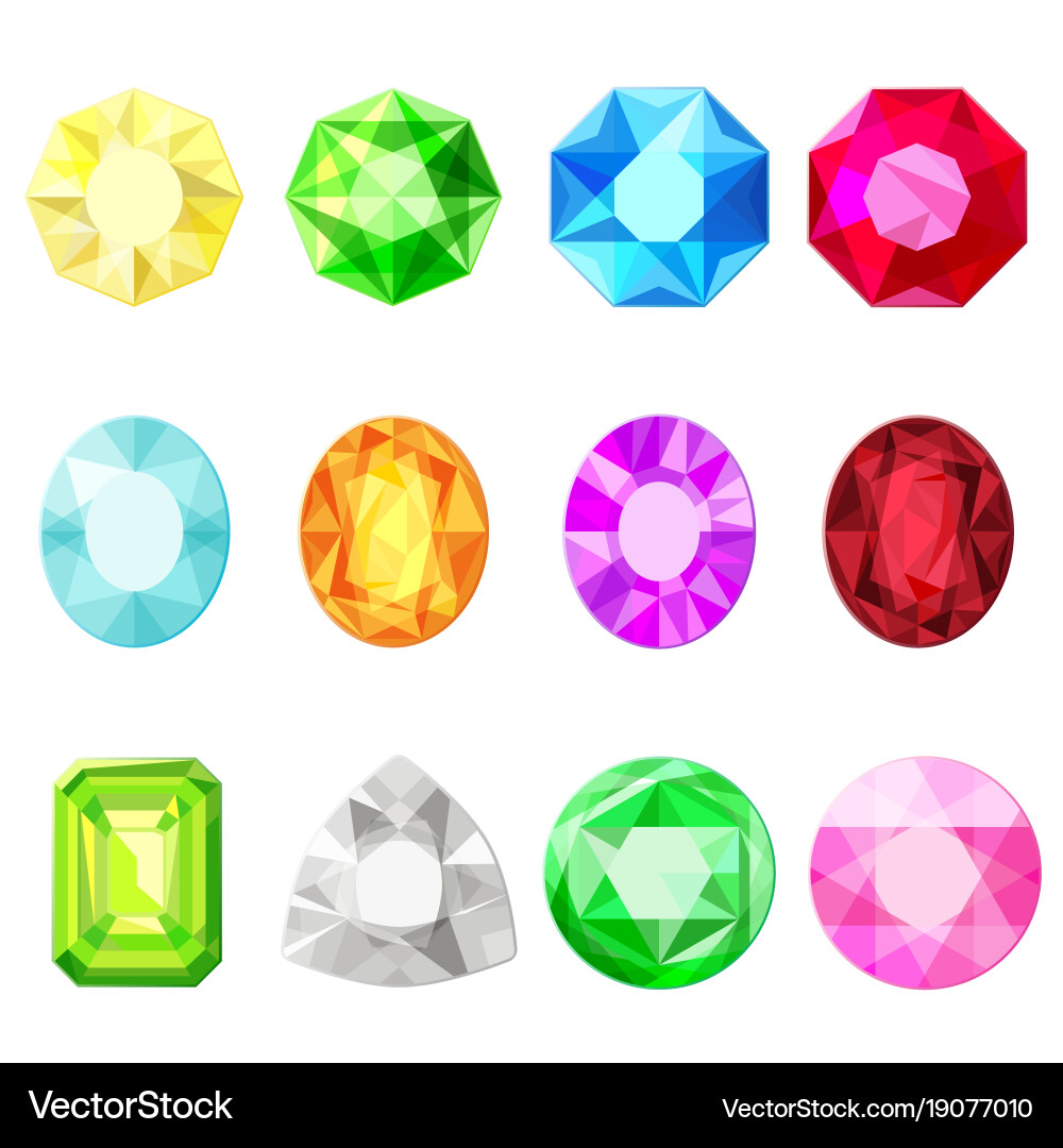 Jewels diamonds gem stickers set Royalty Free Vector Image