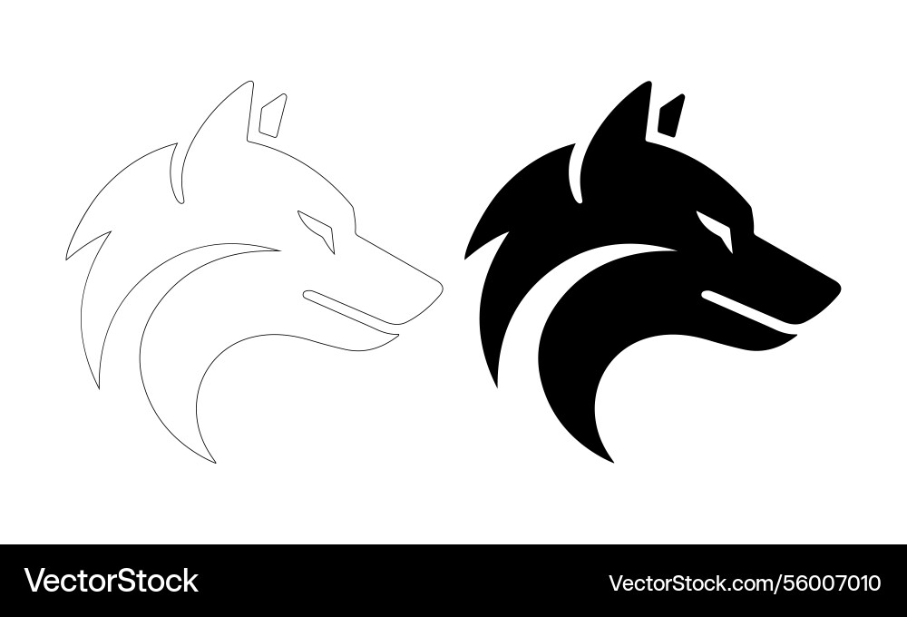 Minimalist wolf head logo Royalty Free Vector Image