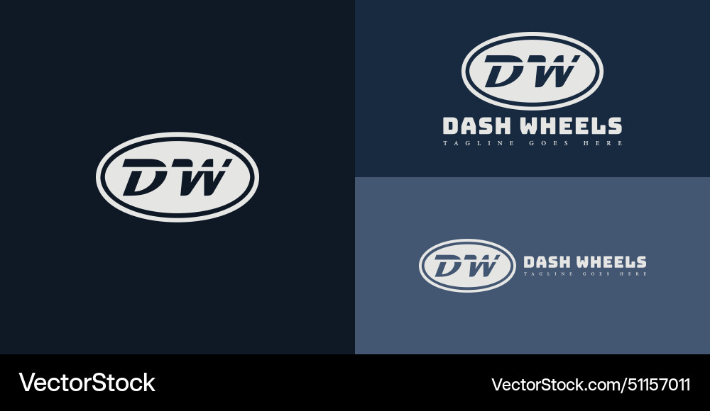 Abstract initial oval letter dw or wd logo Vector Image