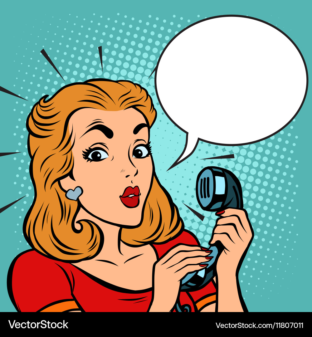 Comic girl talking on the phone Royalty Free Vector Image