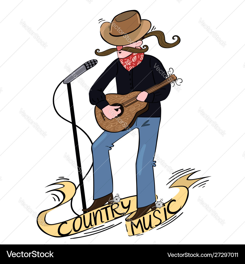 Country singer with a guitar logo Royalty Free Vector Image