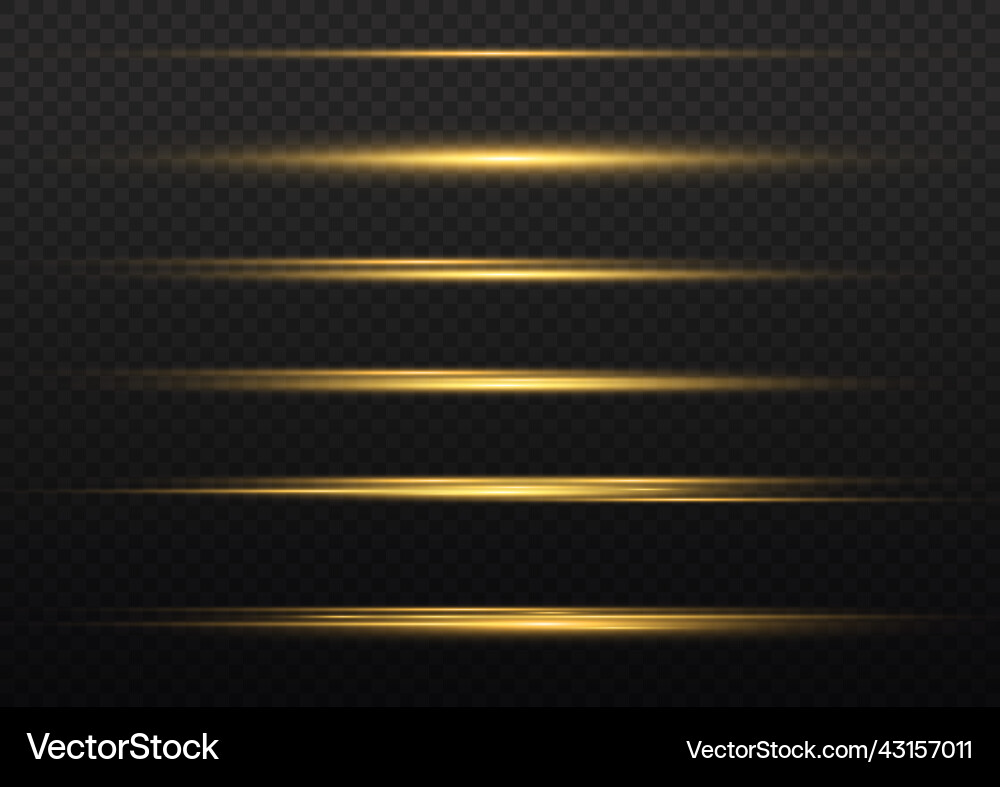 Golden glowing rays sparkle horizontal light line Vector Image