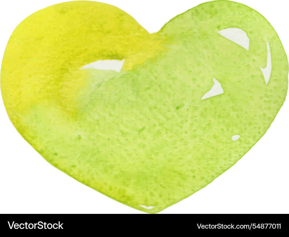 Grass green heart shape watercolor Royalty Free Vector Image