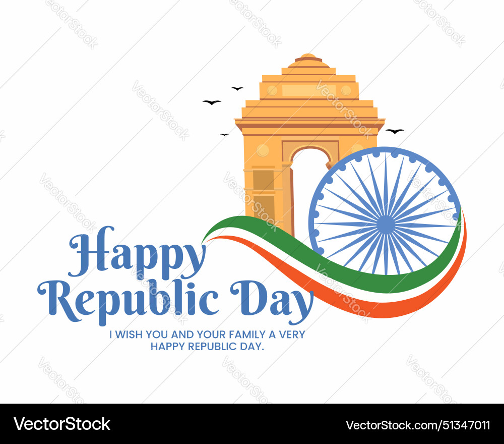 India gate with indian flag ashoka chakra Vector Image