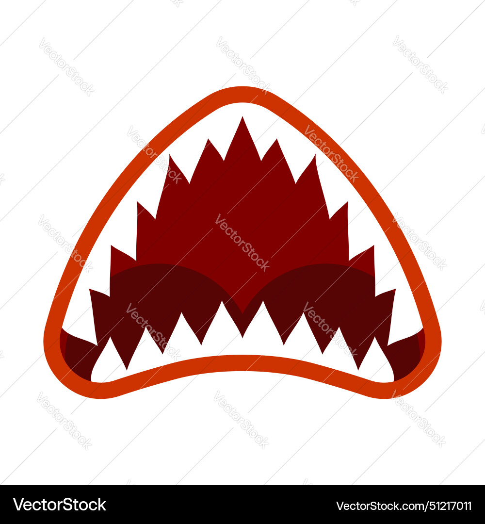 Jaw shark mouth isolated long sharp teeth marine Vector Image