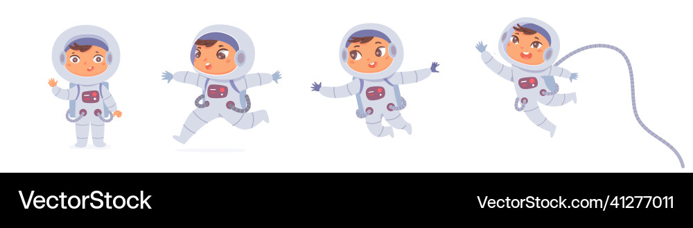 Kids astronauts set cosmonaut characters Vector Image