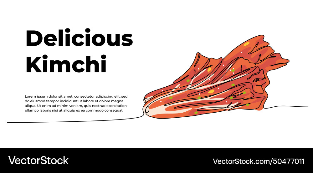 Kimchi one continuous line design restaurant food Vector Image