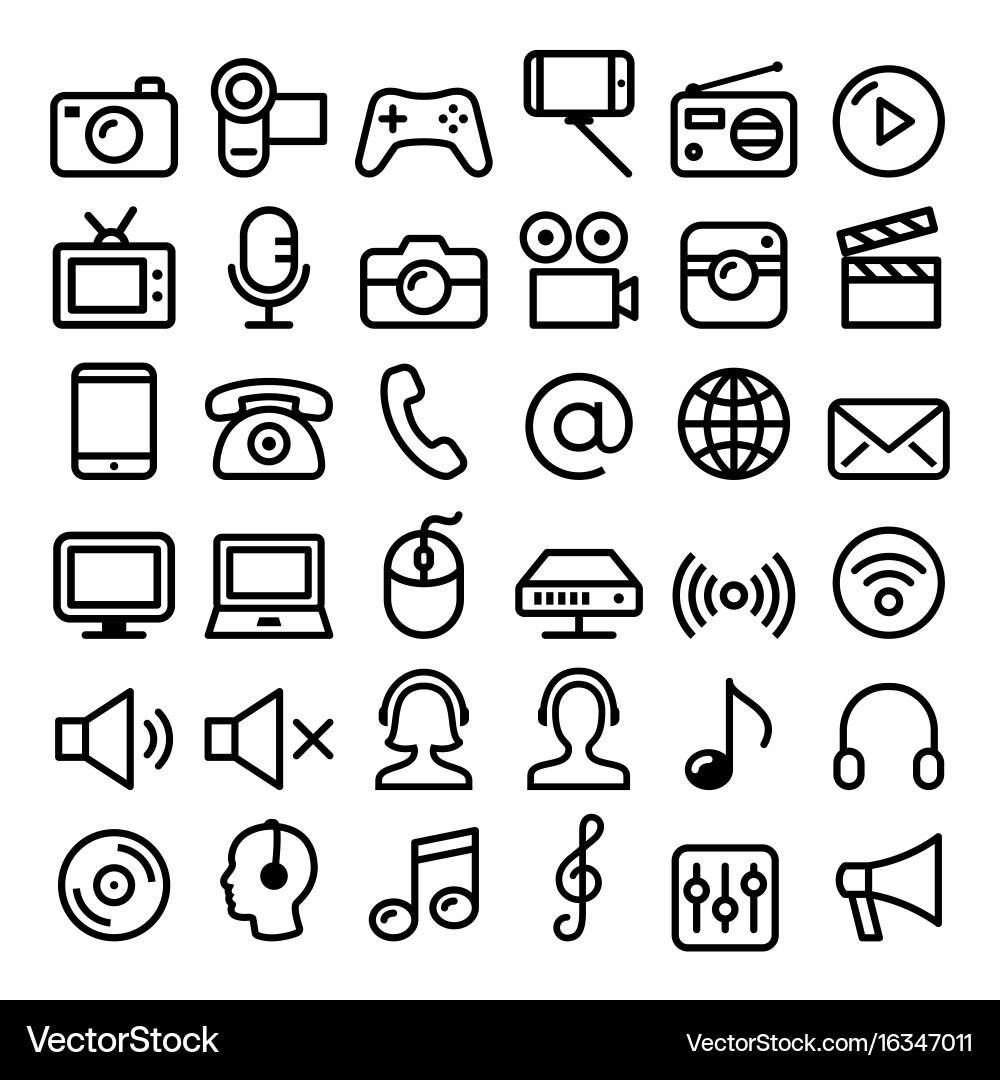 Modern Communication Icons - Tech & Media Vector Image