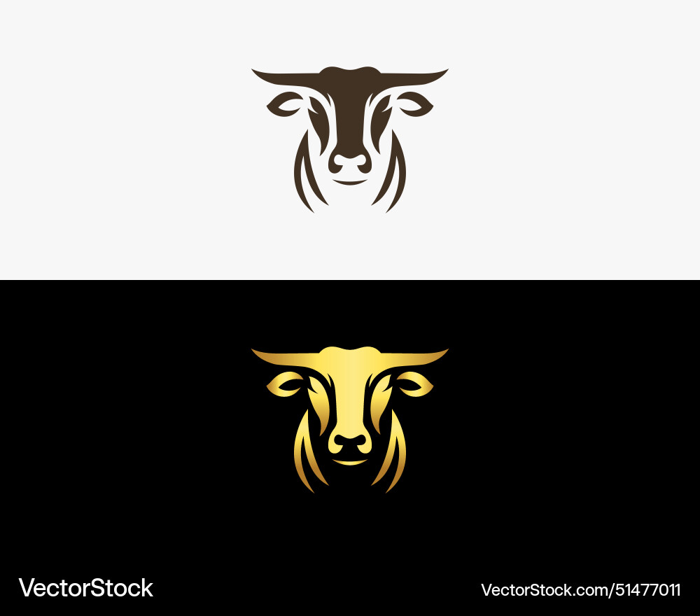 Simple cow head outline logo design Royalty Free Vector