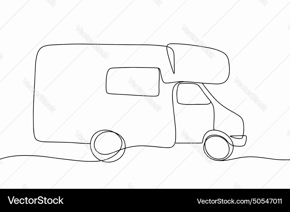 Travel Van - One Line Art Royalty Free Vector Image