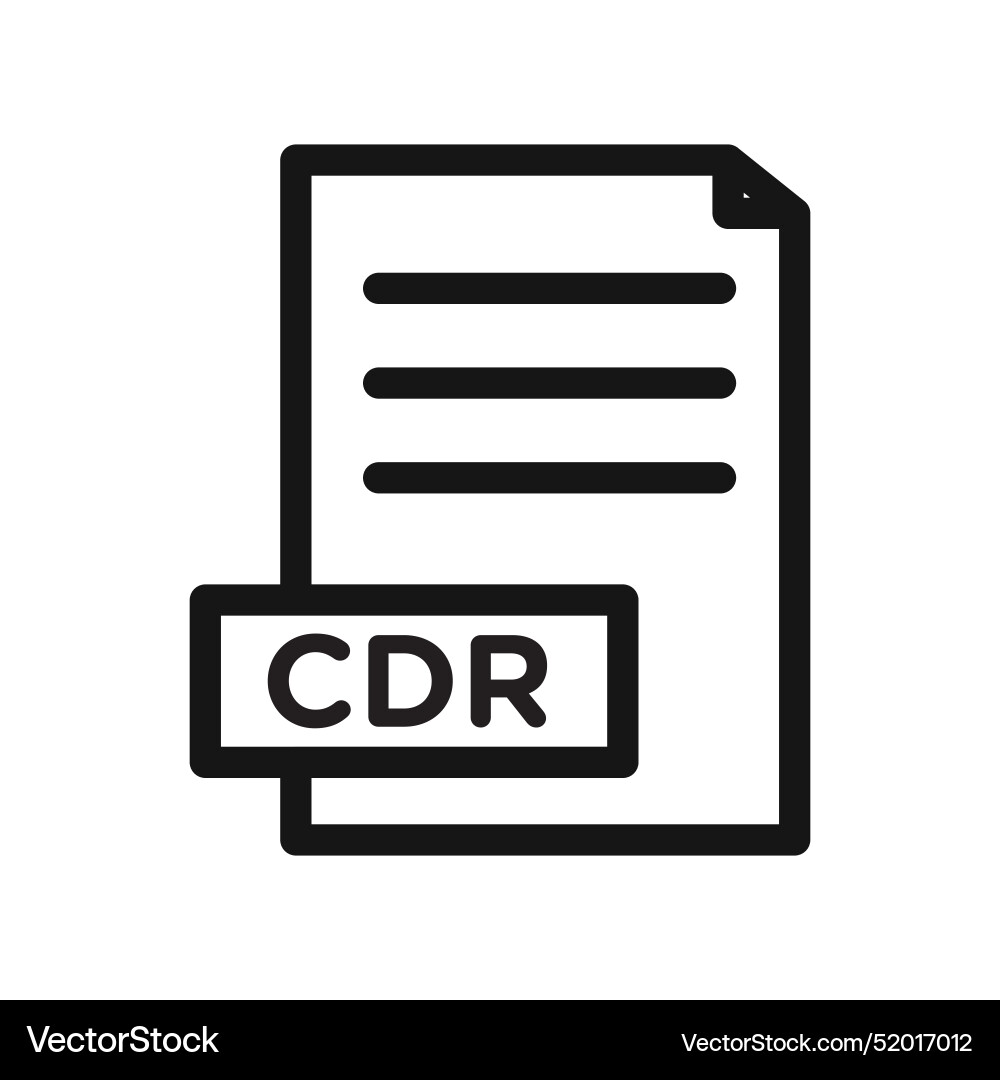 Cdr file document icon black line art Royalty Free Vector