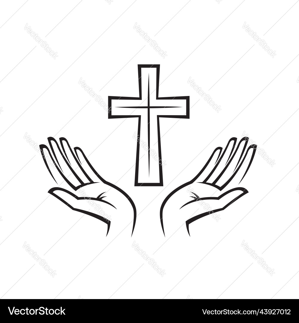 Cross and hands Royalty Free Vector Image - VectorStock