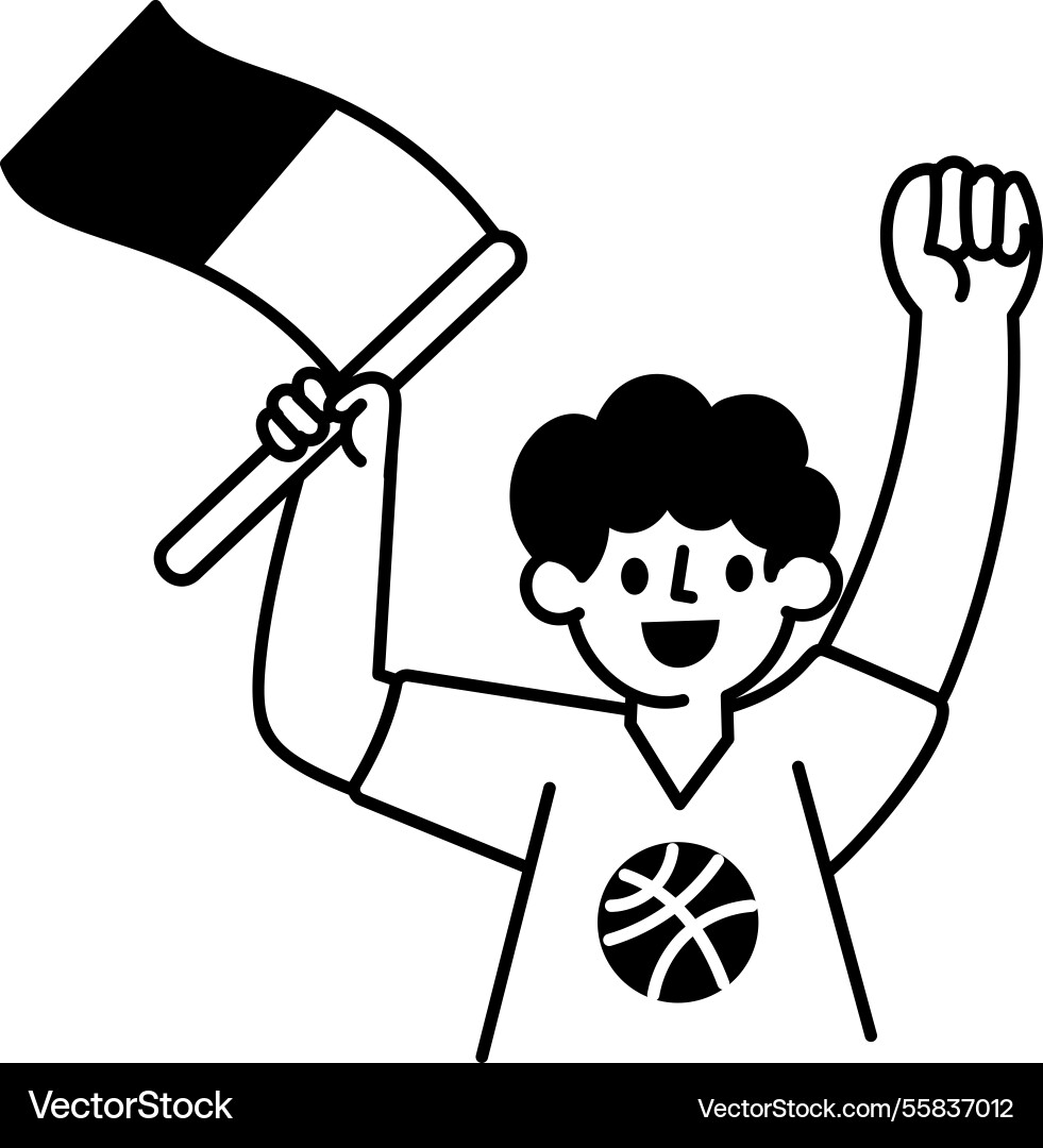 Doodle character of a cheering basket Royalty Free Vector