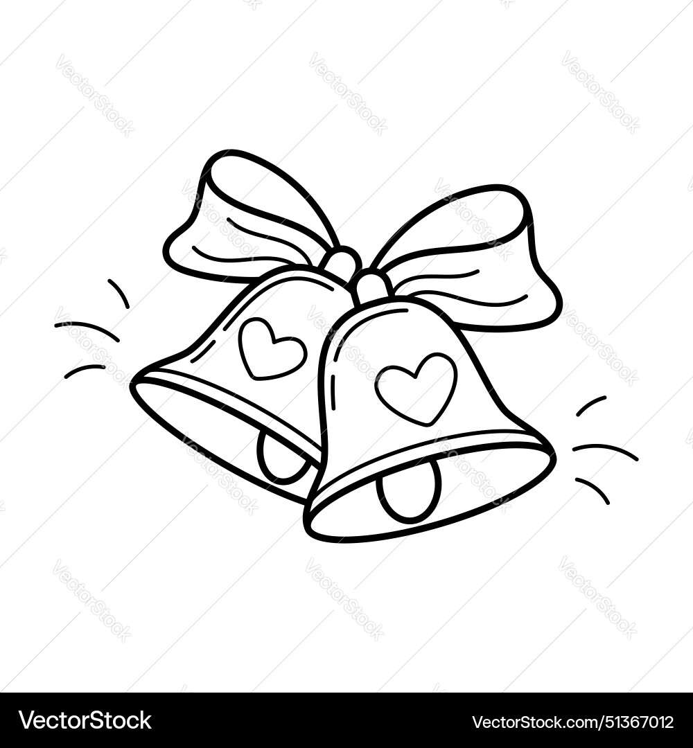 Festive bells wedding item simple linear hand Vector Image