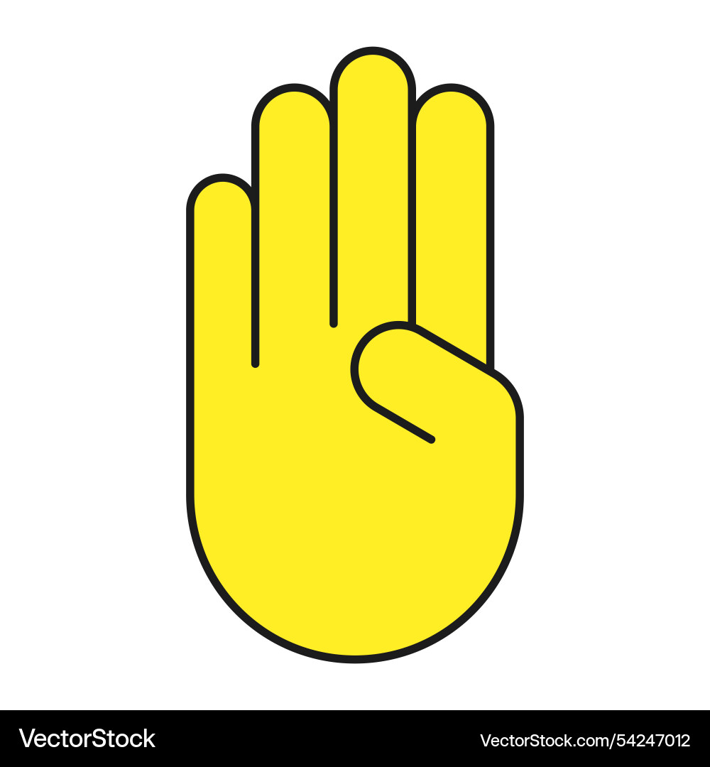 Human emoji showing four fingers Royalty Free Vector Image