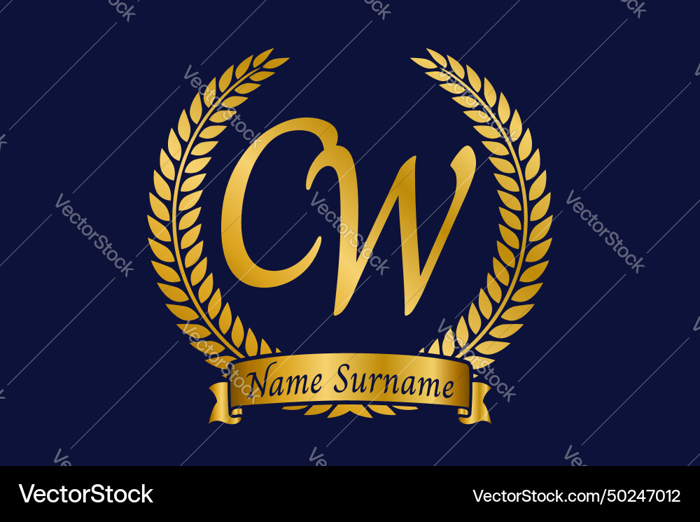 Initial letter c and w cw monogram logo design Vector Image