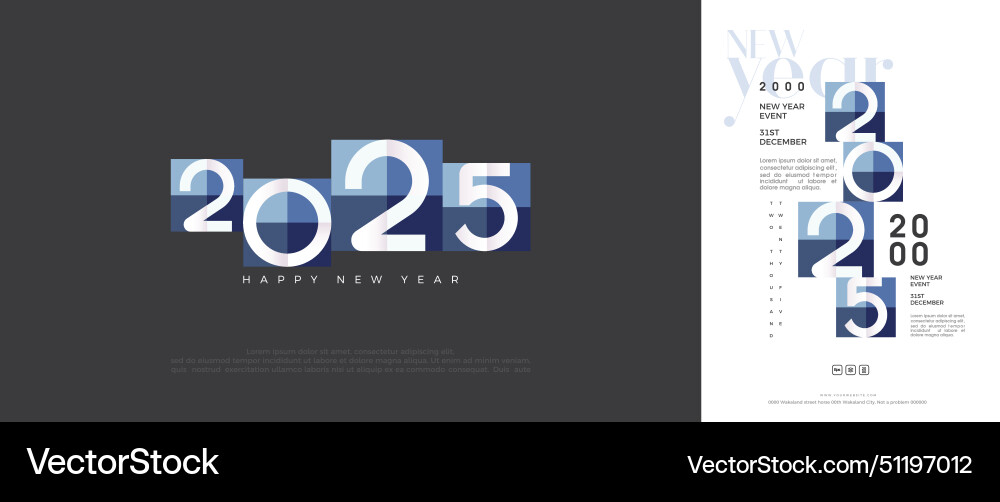 Modern happy new year 2025 design with bright Vector Image