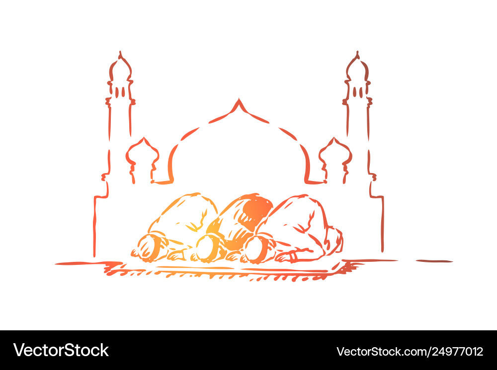Muslim Men Praying in Mosque Vector Images (over 190)