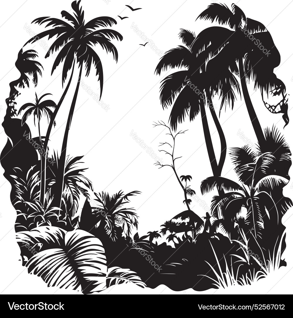 Noir nook midnight jungle emblem ebony rainforest Vector Image
