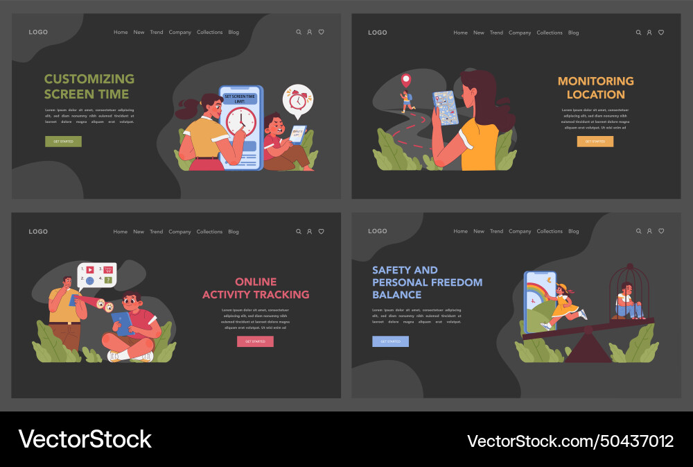 Parental control set flat Royalty Free Vector Image