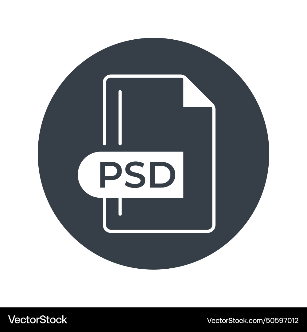 Psd file format icon extension filled Royalty Free Vector