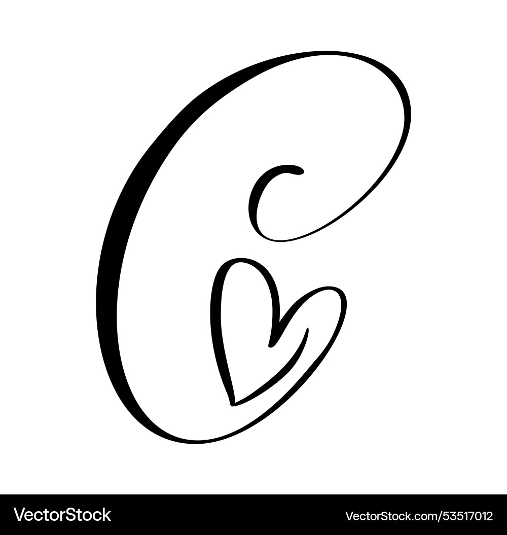 Script capital font logo calligraphy love letter c